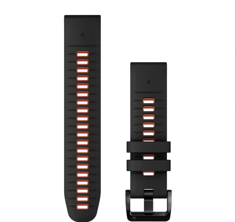 QuickFit 22 Watch Bands Black/Flame Red Silicone 010-13280-06