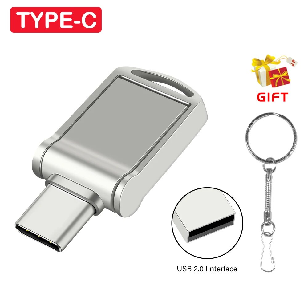 USB-флешка Type-C 128ГБ, серебристая