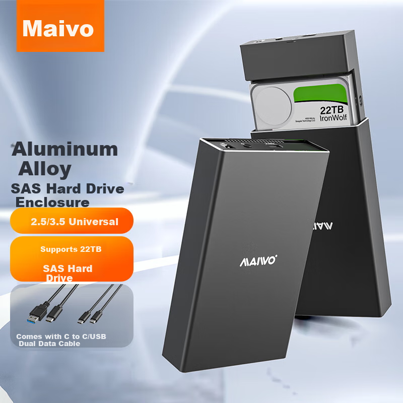 MAIWO K3527SAS SAS/SATA Mobile Hard Drive Enclosure 2.5/3.5 Inch Universal Mechanical Solid State Drive Reader Box Desktop Laptop Hard Drive External Enclosure