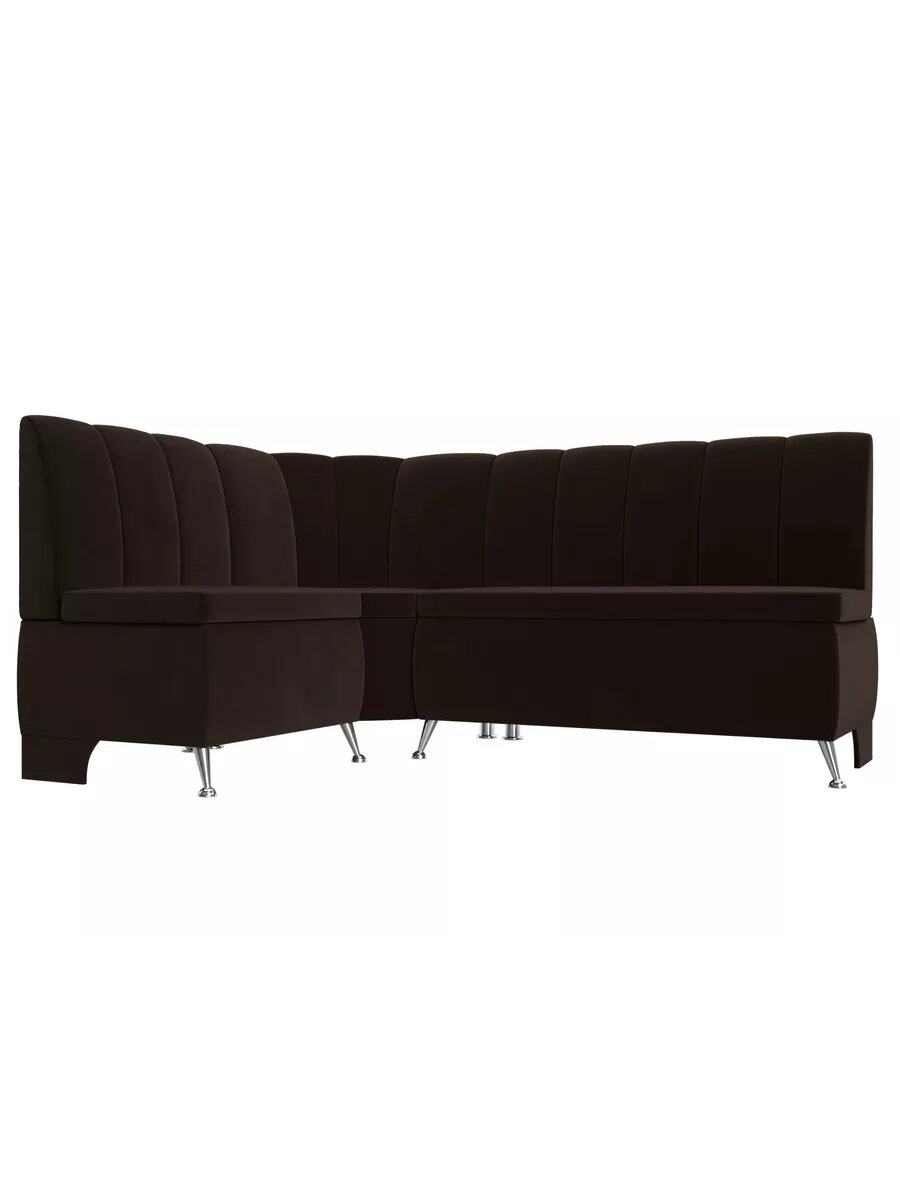 Диван кухонный угловой Кантри, левый угол, 4-местный, размер: 170x88х133см, Микровельвет, коричневый