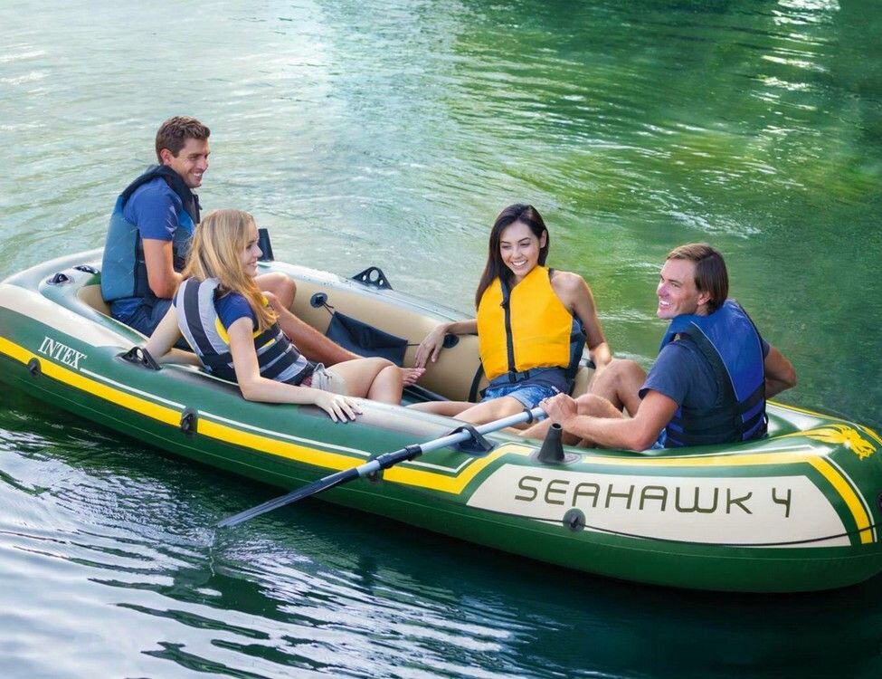 Надувная лодка Intex четырехместная Seahawk-400 (Set), 351х145х48 см, 68351