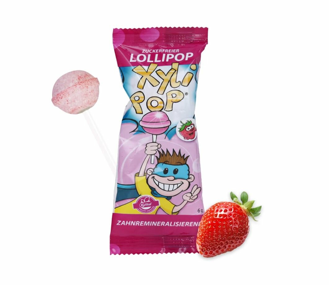Леденец XyliPOP с ксилитом со вкусом клубники, без сахара, 1 шт