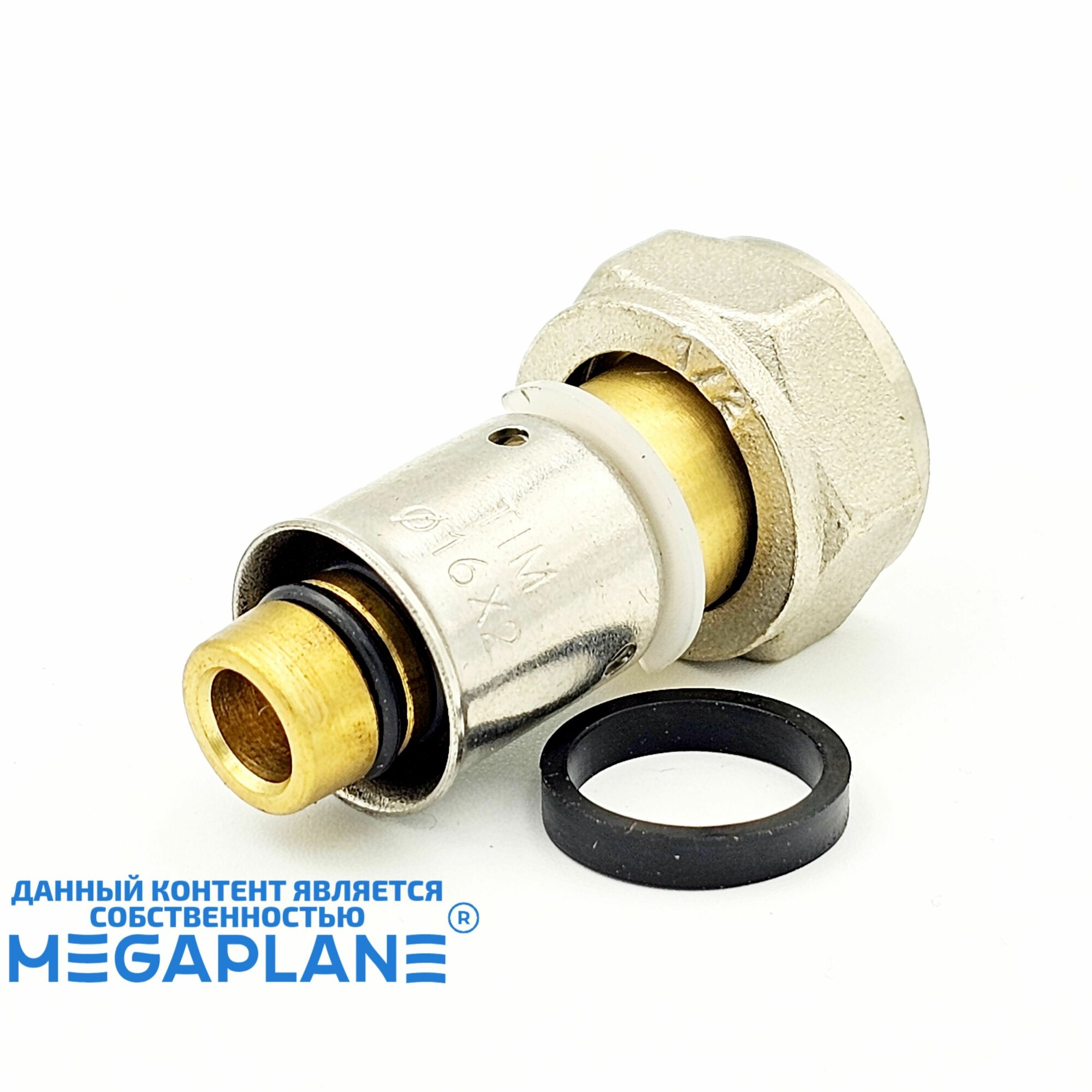 Пресс-фитинг (муфта) переходная никелированная Ф16 мм- 1/2" вн. TIM F-S1602FN