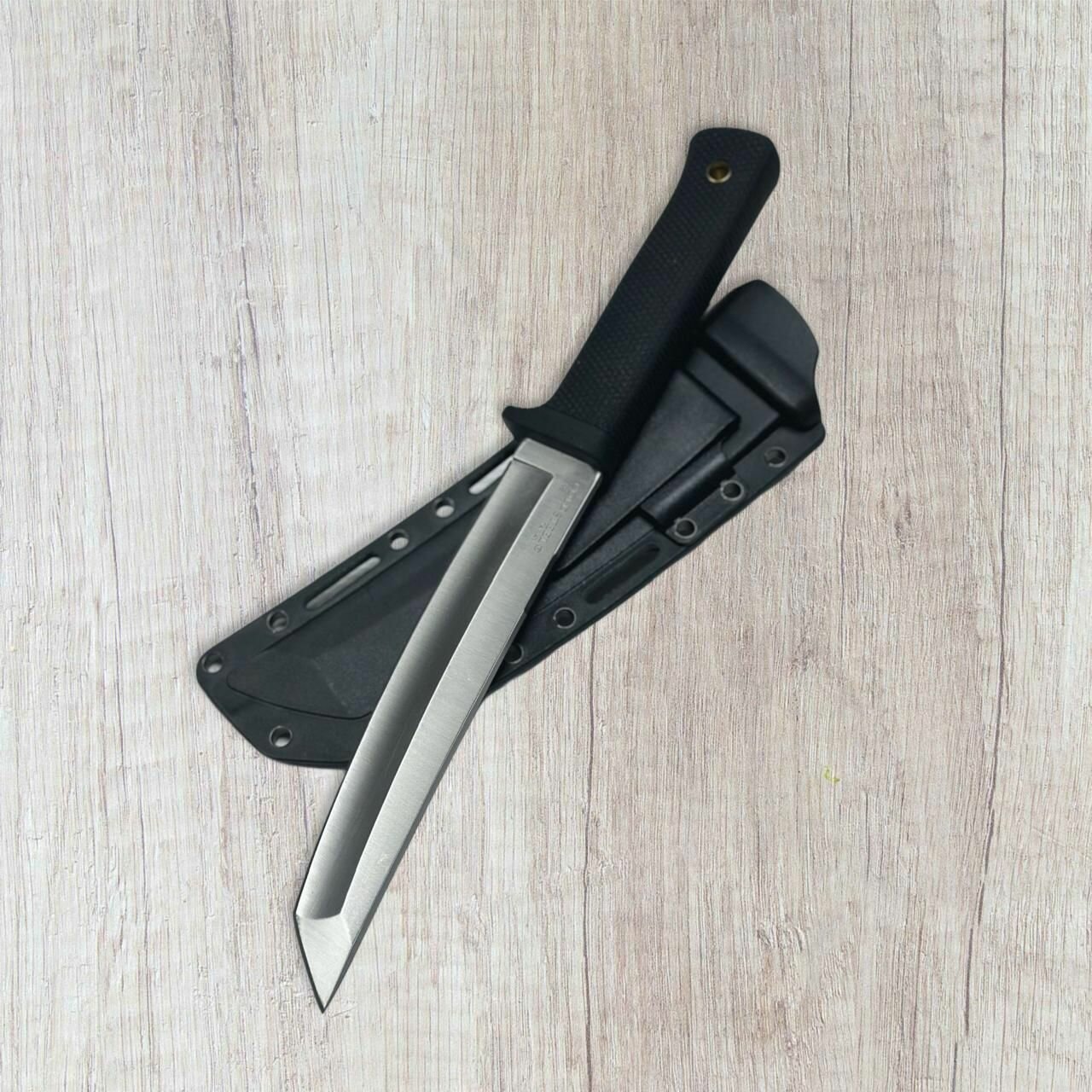 Нож туристический Танто Recon 4 в 1 с тактическим чехлом Черный белое лезвие