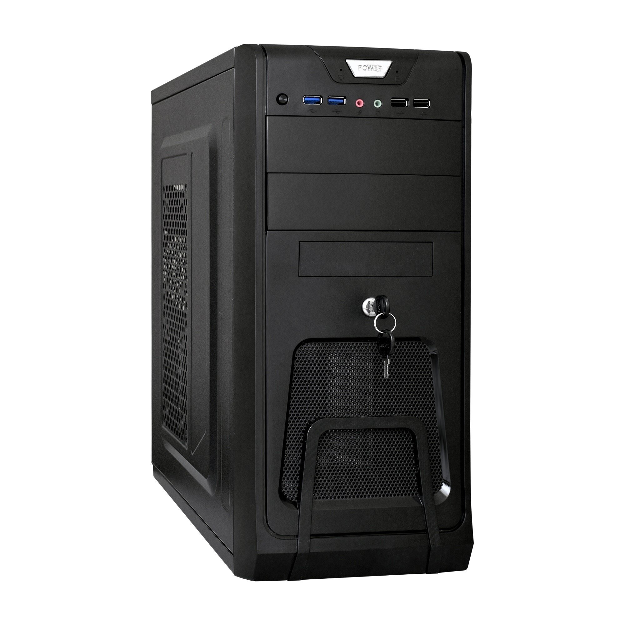 Корпус Miditower ExeGate CP-603UB-UNS500 (ATX, БП UNS500 с вент. 12см, 2*USB, аудио, черный)