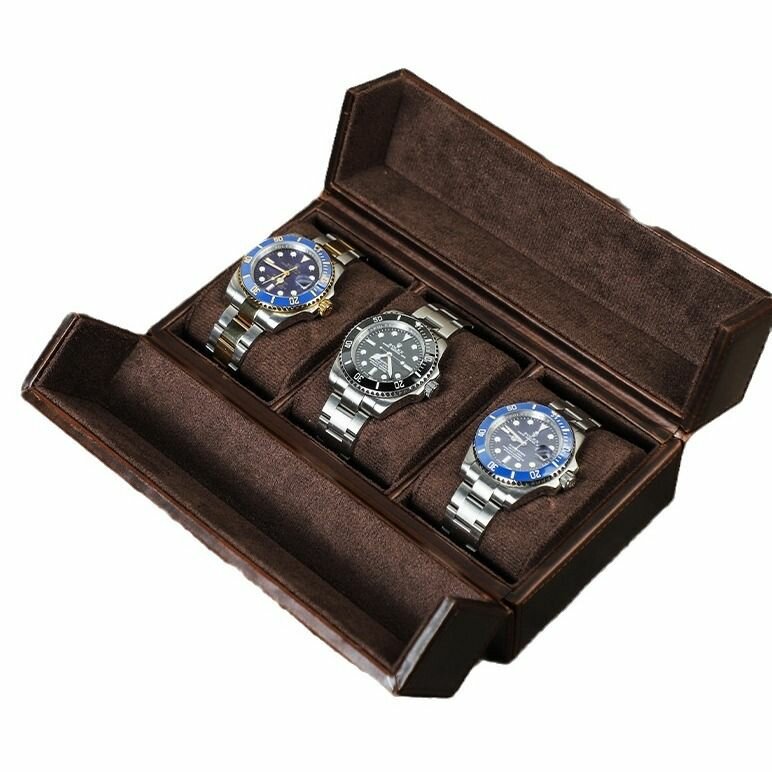 Кожаные портативные коробки от падения часов, три коробки для сбора механических часов запястья