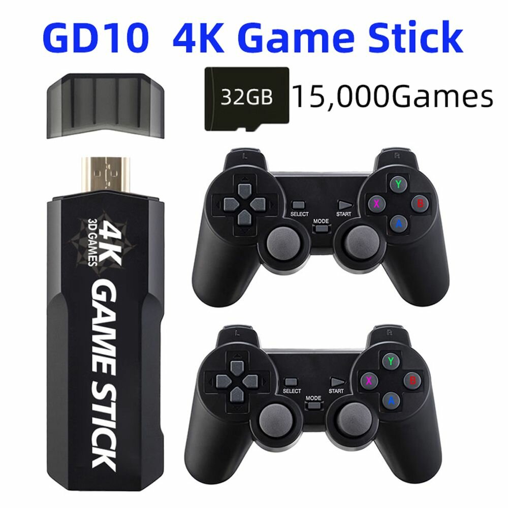 GD10 Game Stick 2.4G Беспроводная игровая консоль HD в стиле ретро (32 ГБ)