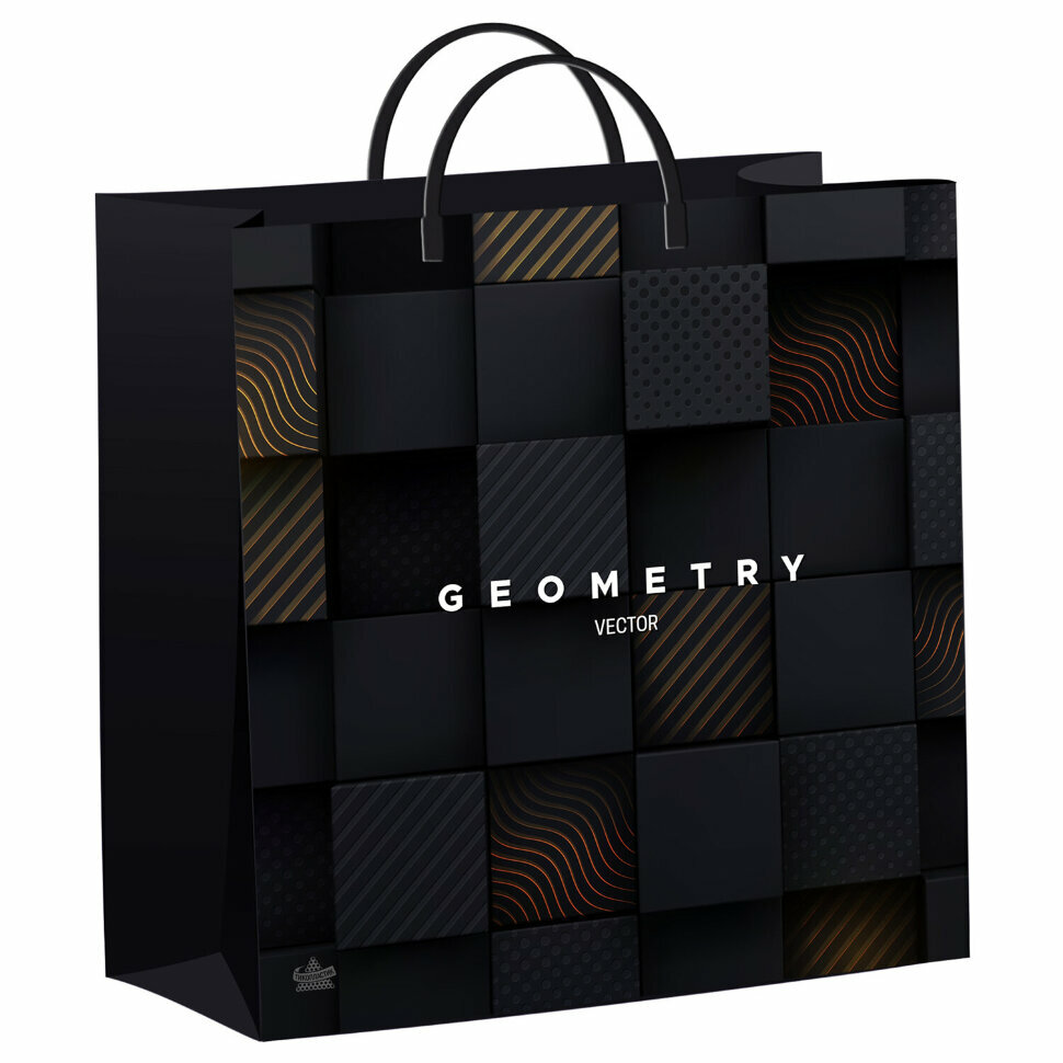 Пакет с пластиковой ручкой, мягкий пластик, 30х30 см, "Вектор геометрии", 140 мкм, н00269533, 40 штук, 701482