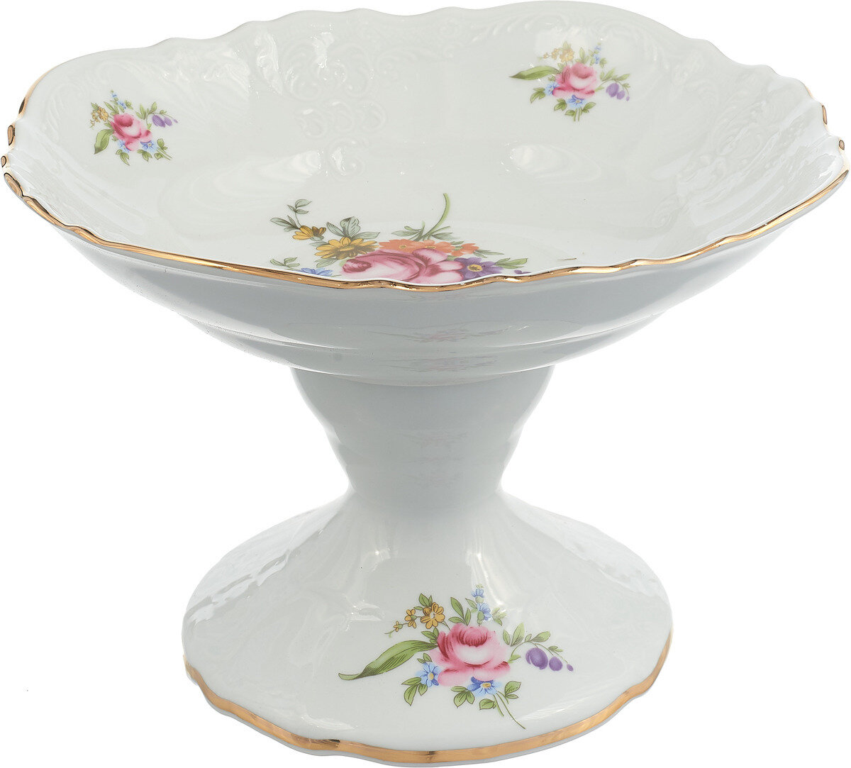 Салатник на ножке 16 см; "Bernadotte", декор "Мейсенский букет", Thun/ БТФ1614