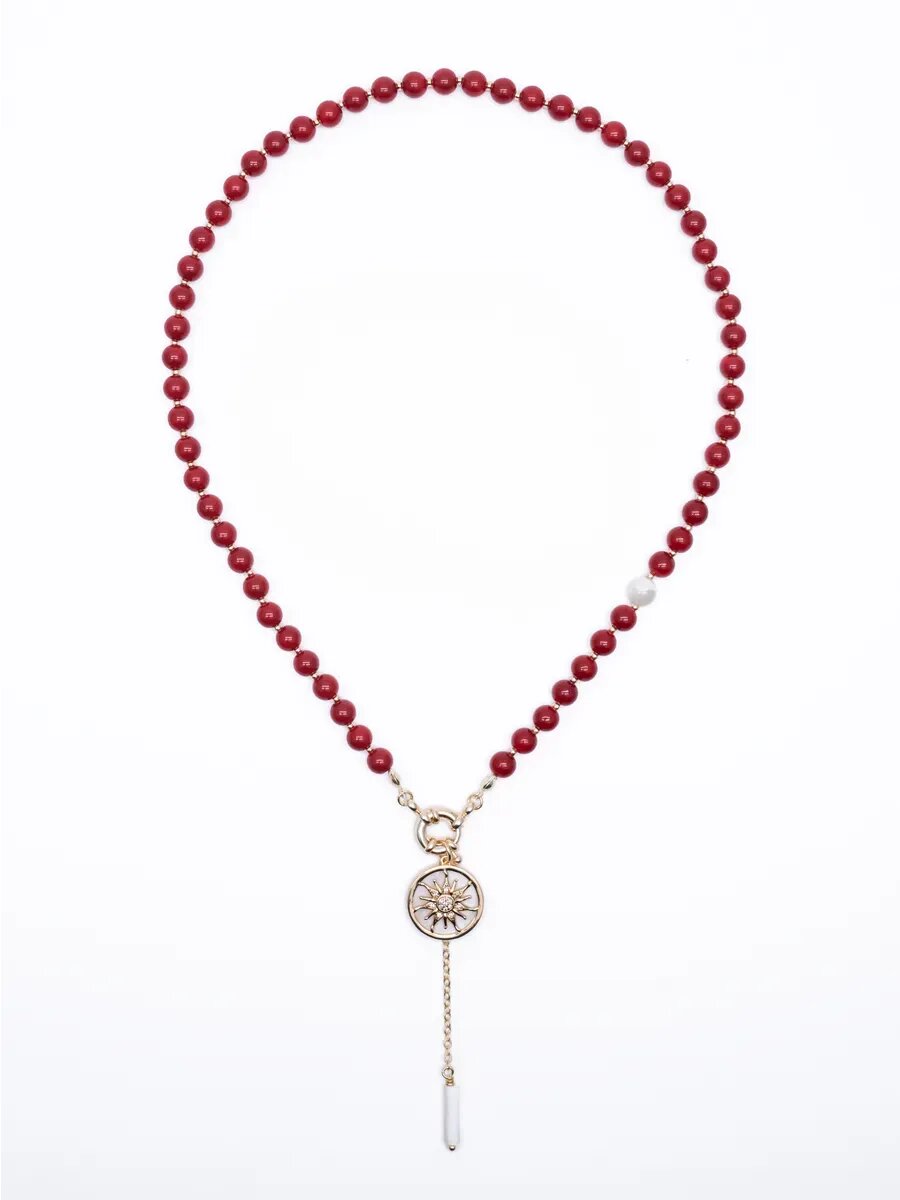 Бусы, фианит, перламутр, коралл