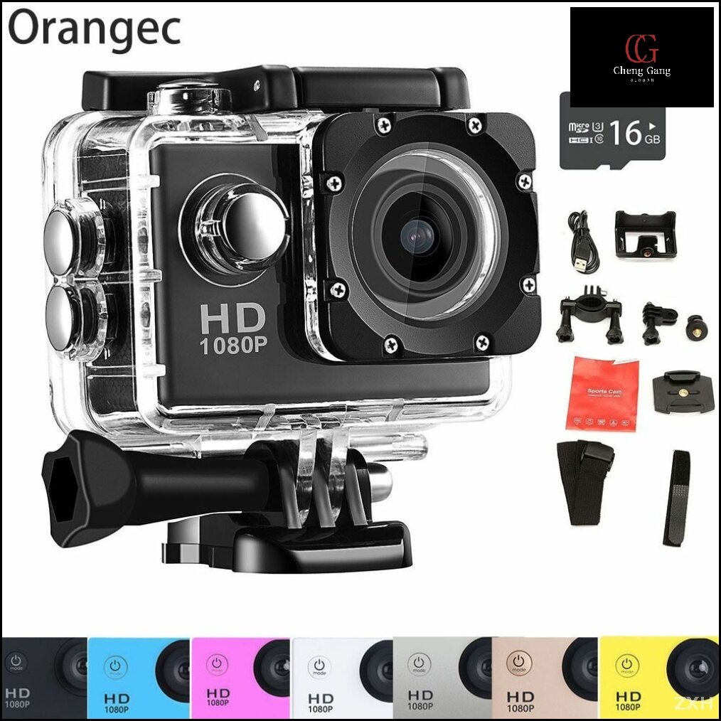 Эксклюзивная подводная камера Orangec с креплением 1080P HD, оснащенная 2.0дюймовым дисплеем и герметичным чехлом для дайвинга, представлена в черных и серочерных расцветках