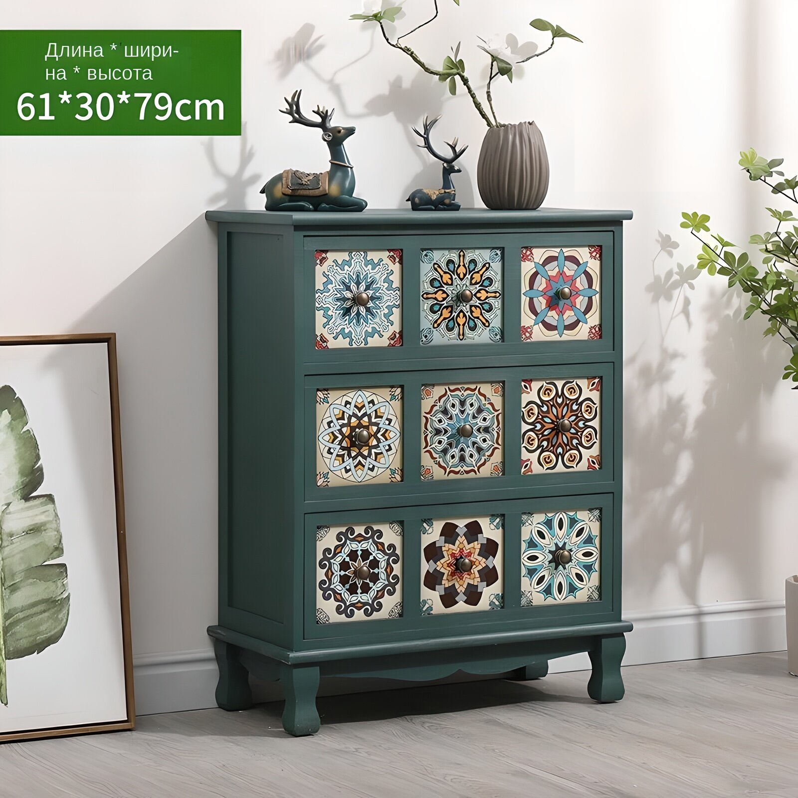 Тумба-ведро "Арт-Деко", ABS-пластик и дерево, 61x79x30 см, салатовая