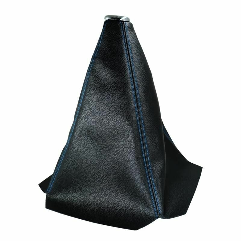 Чехол для рычага переключения передач из искусственной кожи PU, черная кожа - синяя линия