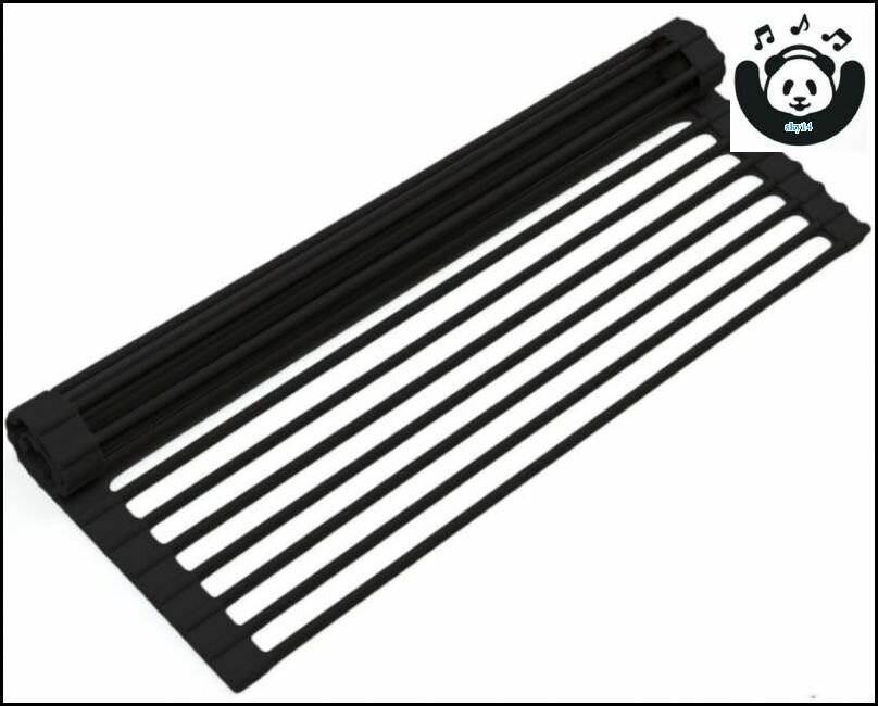 Эксклюзивный роликовый коврик Goccia Rullo tutto18BL 43x33 см для сушки посуды, черный