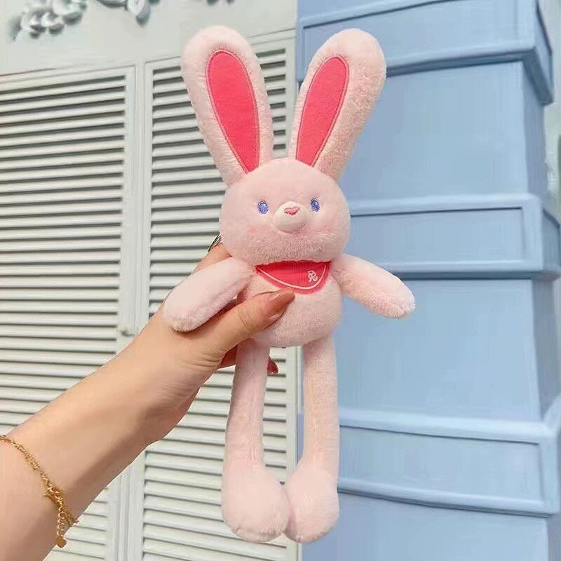 Плюшевая игрушка-кролик TikTok с выдвижными ушками и ножками, которые укорачиваются, для девочек и детей.