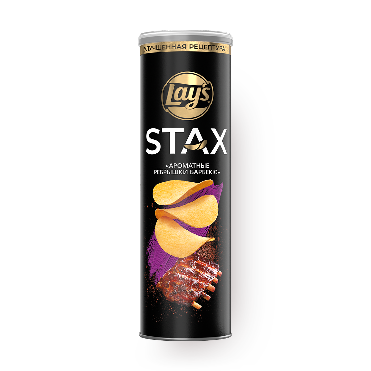 Чипсы Lay's Stax, картофельные, со вкусом рёбрышек барбекю, 140 г, 1 шт
