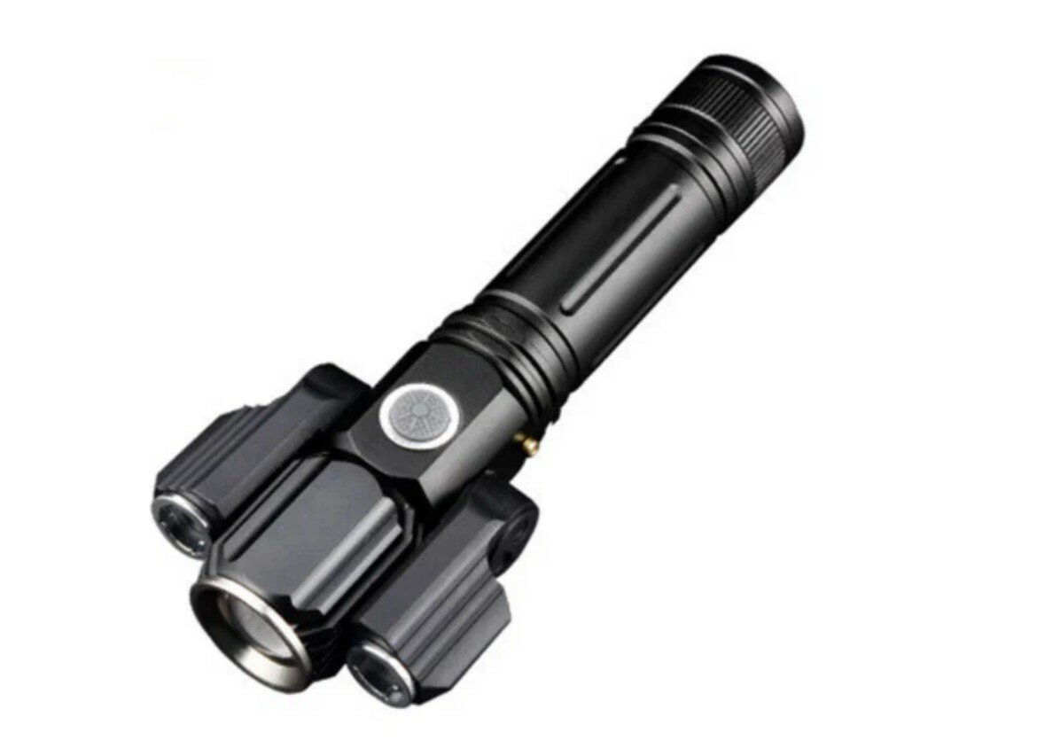 Фонарь для выживания MyPads A157-661 с тремя головками с встроенным магнитом USB зарядкой выдвижным зумом противоударный