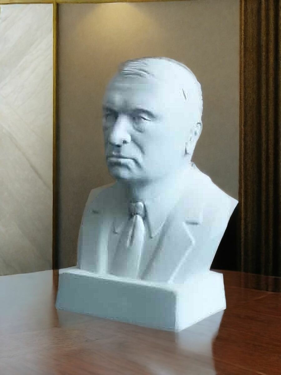 Бюст Жириновского в костюме из камня. BG560. Высота 60мм. Высокая детализация. Белый. Тяжелый и холодный