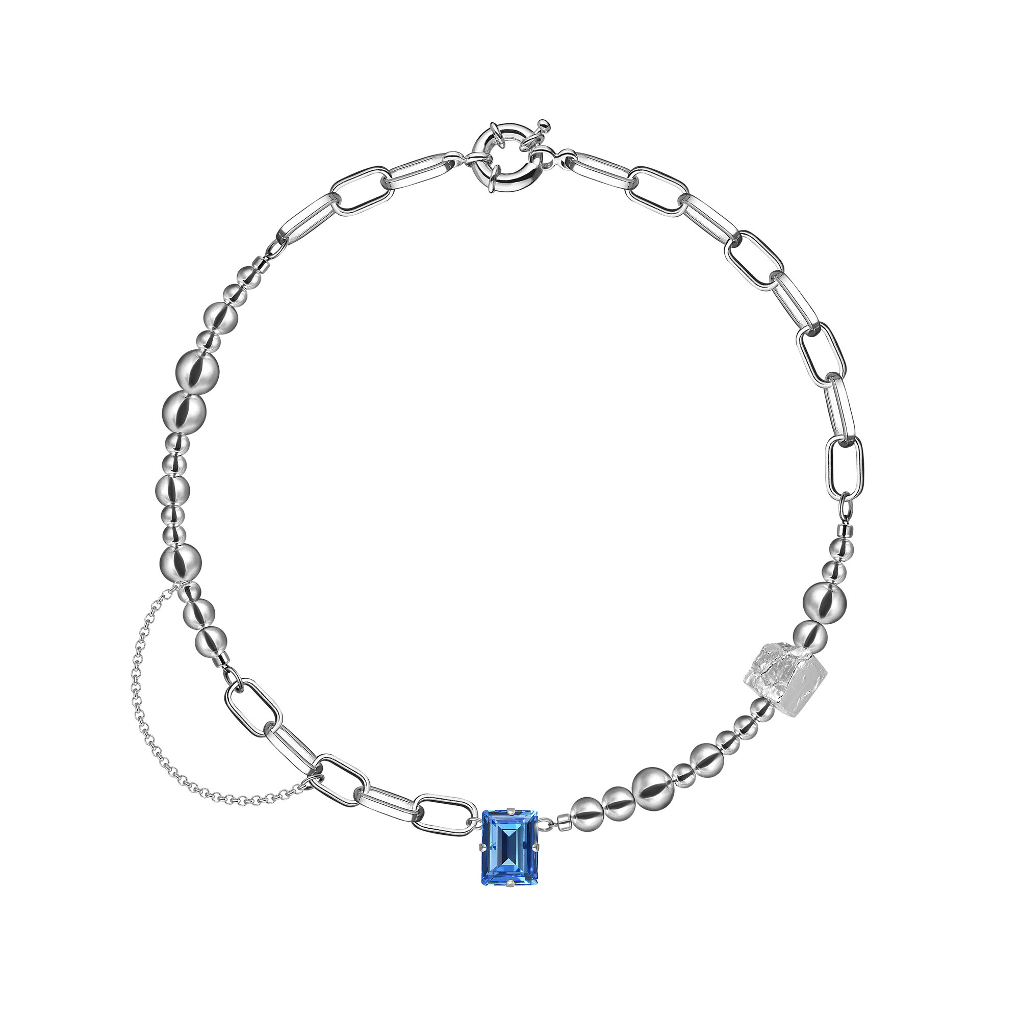 Колье, гематит, кристаллы Swarovski, пирит