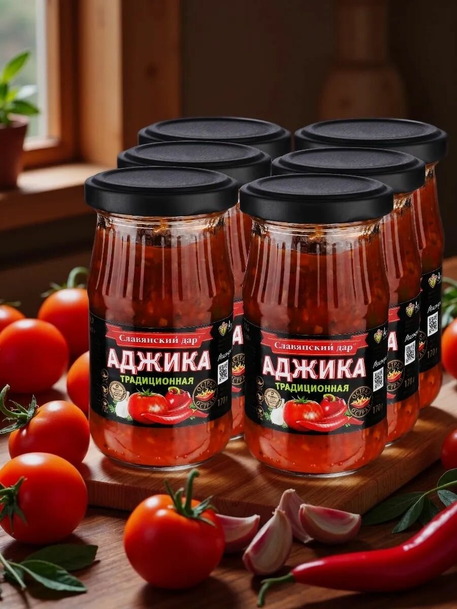 Славянский Дар Аджика традиционная 170 г. (Набор из 6 банок)