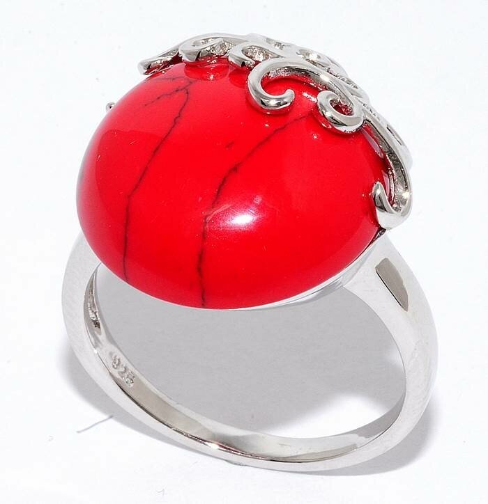 Кольцо, серебро, 925 проба, коралл