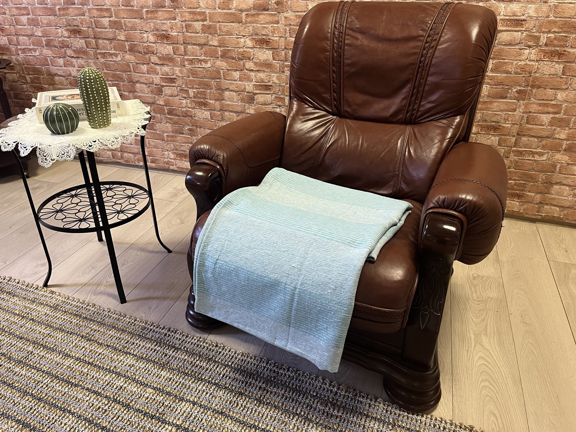 Плед - покрывало Индия Сохо бирюзовый 130х170