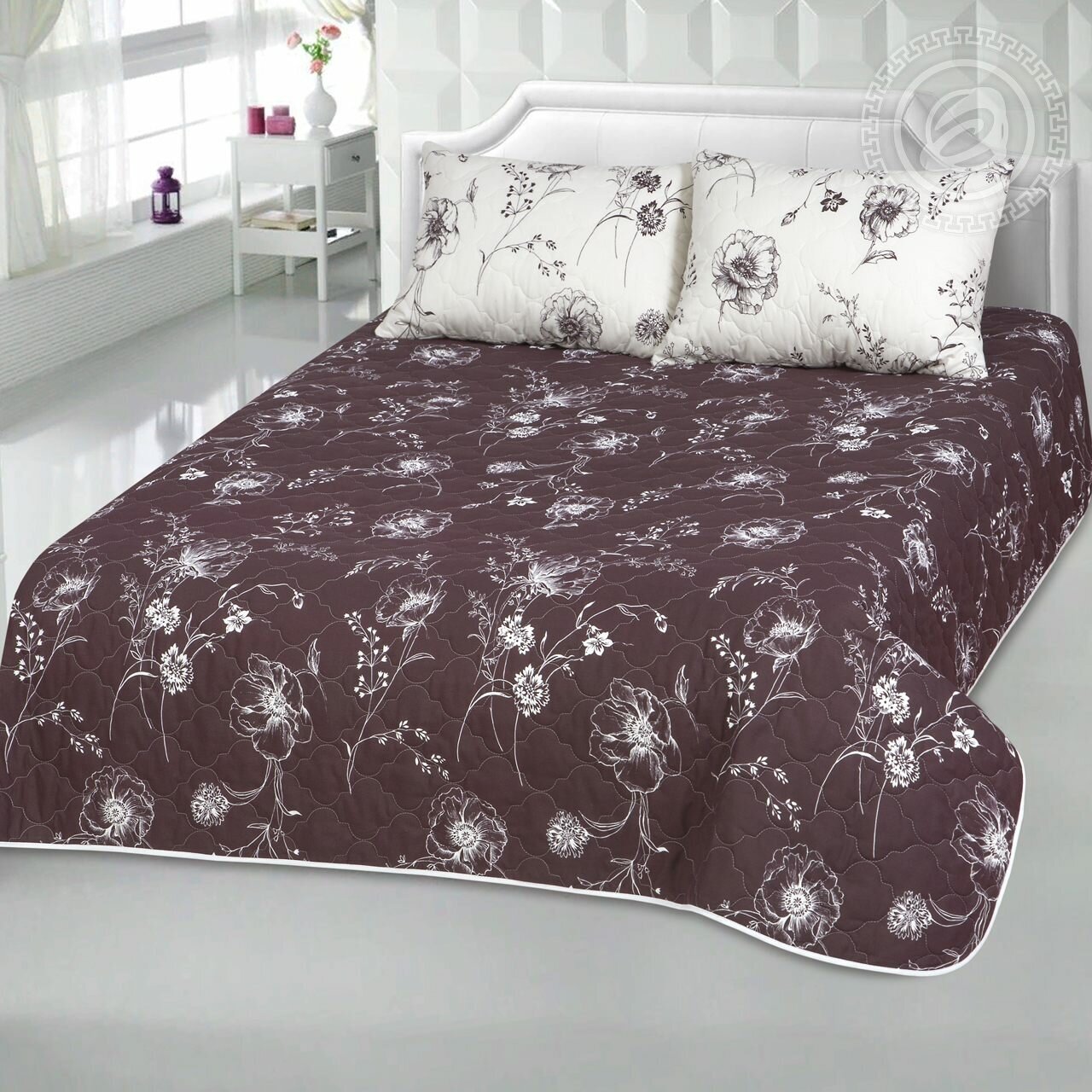 Покрывало Каролина Коричневый 200x215 Поплин АртПостель Цветы