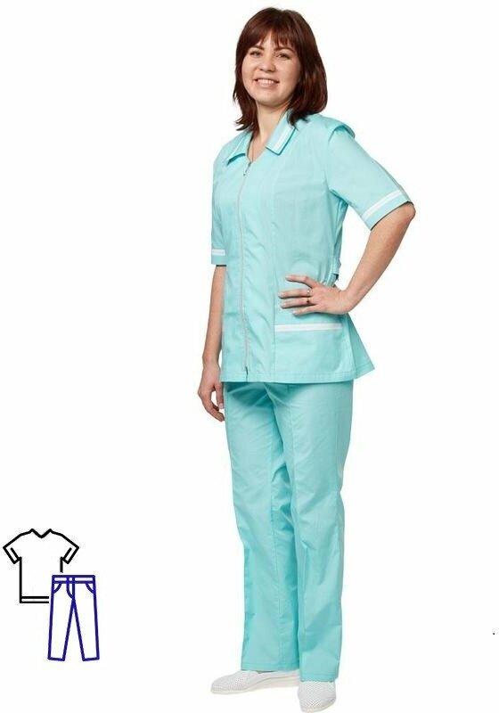 Костюм медицинский м09-КБР светлый морской волны (р.44-46) 158-164, 661214