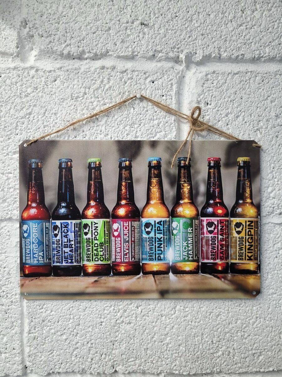 Пиво в бутылках постер 20 на 30 см, шнур-подвес в подарок