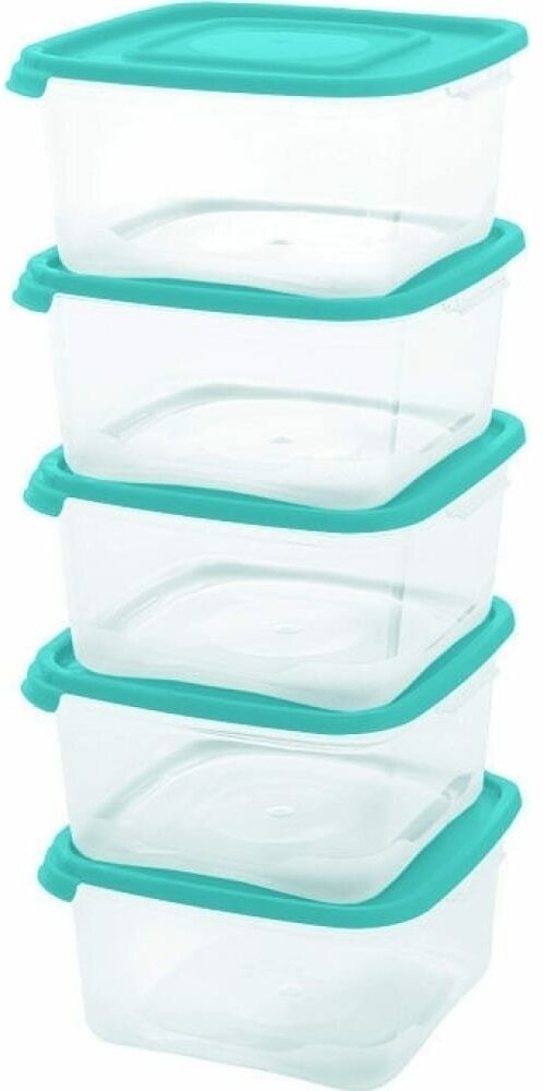 Комплект квадратных контейнеров полимербыт каскад 0.46 л из 5 шт СВЧ 4361005