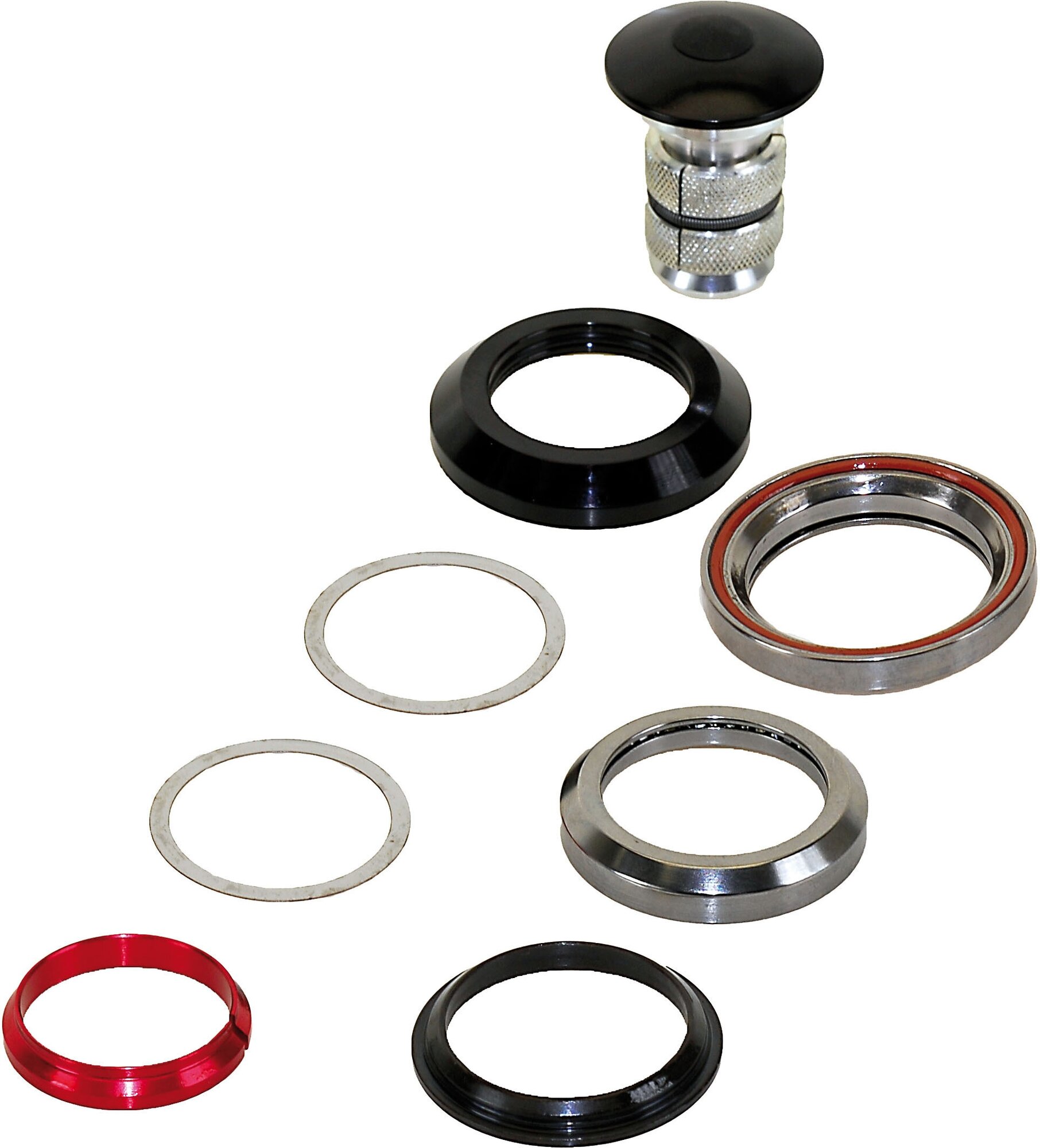 Рулевой набор велосипедный для колонки алюминиевый интегрированный картриджный 1 1/8 28,5/41,8/41,8/30мм 45x45 73г (подходит для карбоновых труб) черный NECO