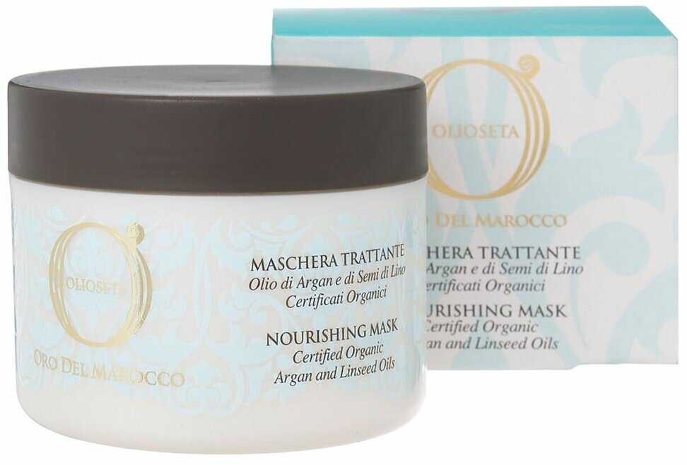 Маска для волос Barex Olioseta oro del Marocco Nourishing Mask, Питательная маска с маслом арганы и маслом семян льна, 500 мл