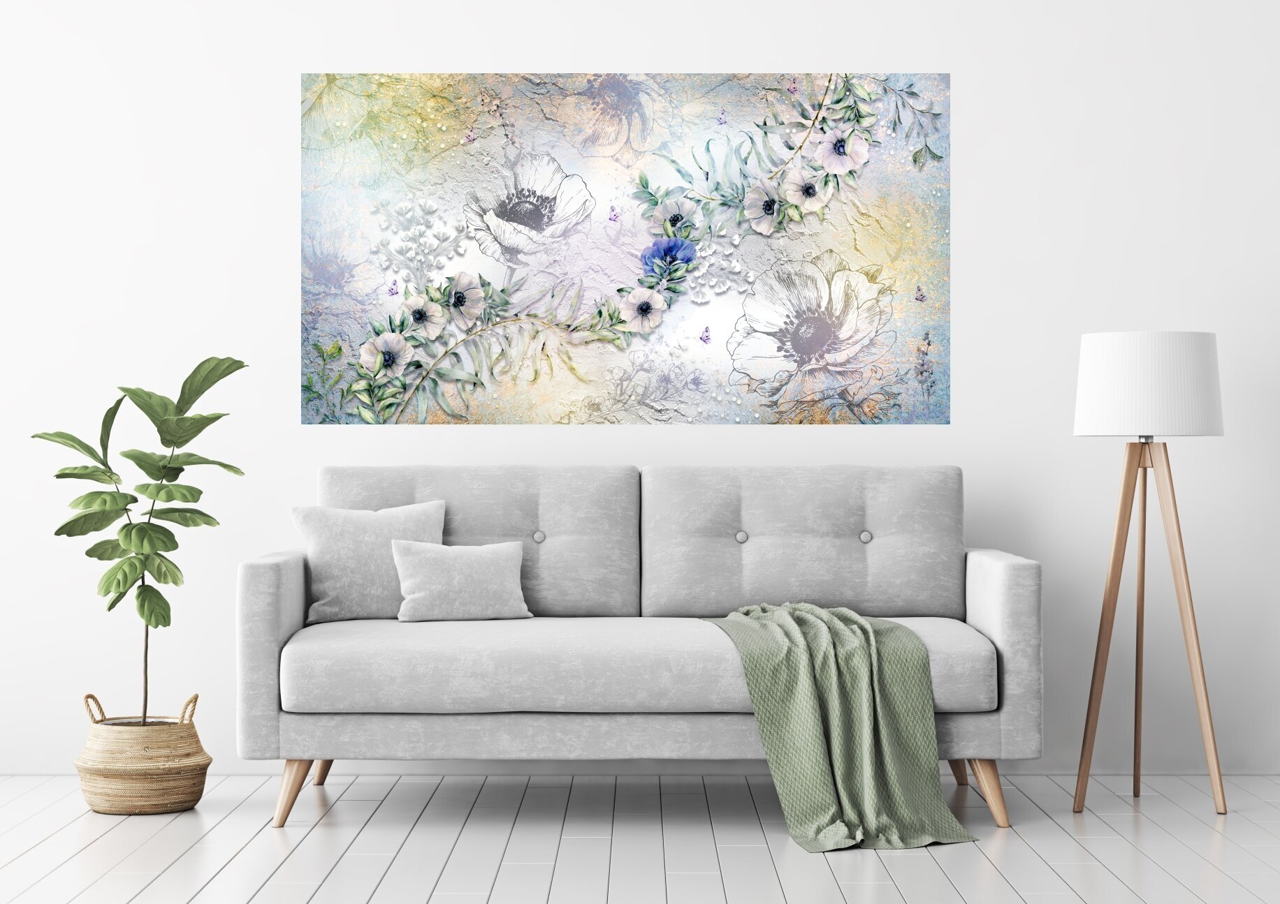 Фотообои "Акварельные маки" 100х200 см.