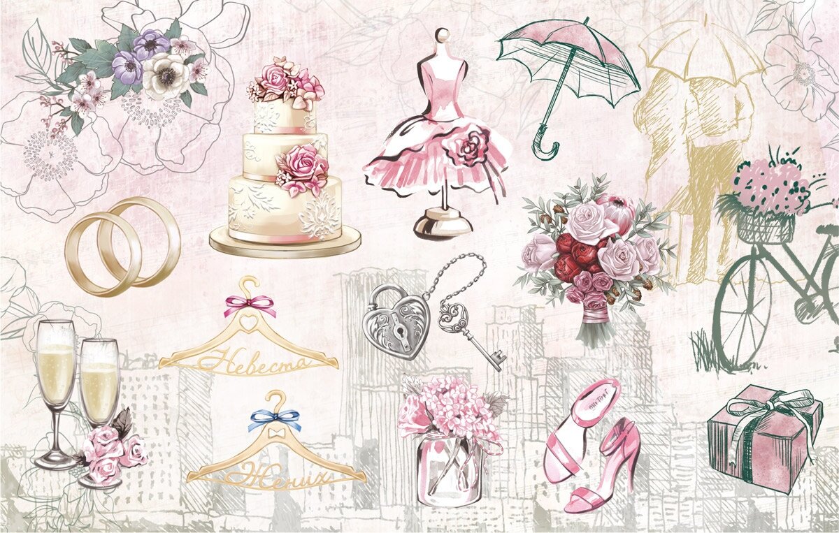 Love2art рисовая бумага KPR/R 32x22 см 0055 Свадьба декоративная основа творчества