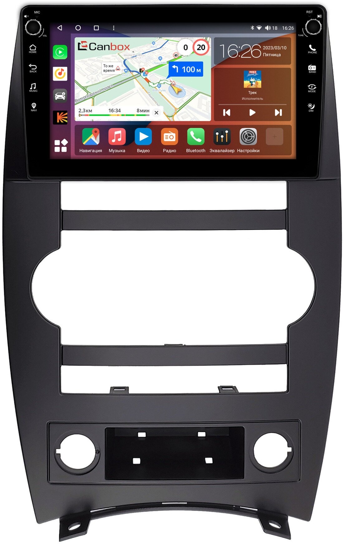 Штатная магнитола Canbox H-Line 7803-9-1195 Jeep Commander 2008-2010 Android 10 (4G-SIM, 4/64, DSP, IPS) С крутилками