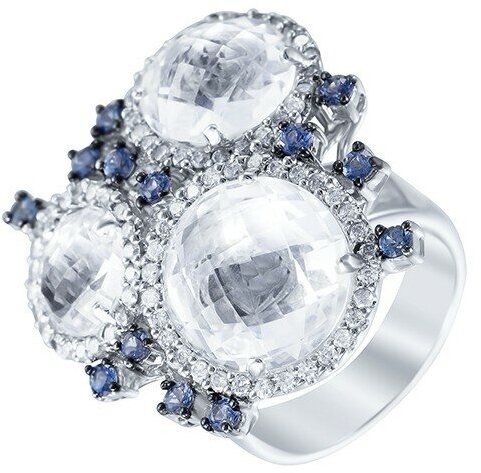 Кольцо, белое золото, 750 проба, сапфир, бриллиант