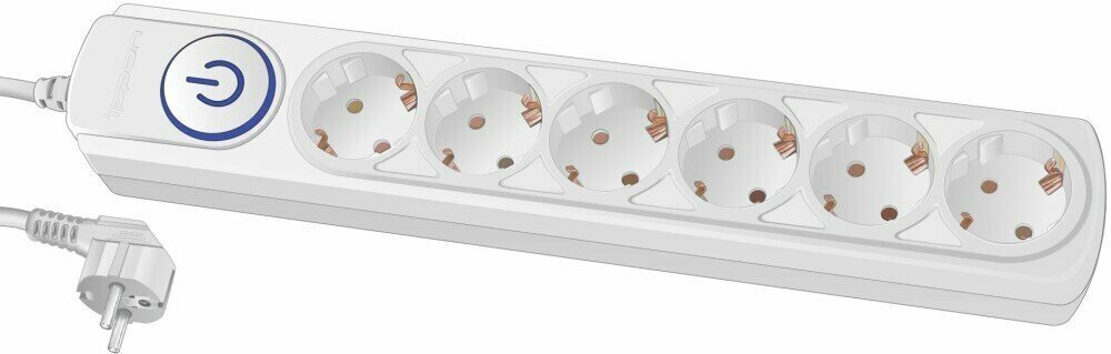 Сетевой фильтр Ippon White (BK-6-EU-1.8-16-W)