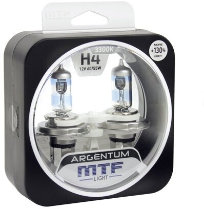 Галогеновая лампа MTF LIGHT H4 60/55W Argentum + 130% 1650 Lm, 3355К