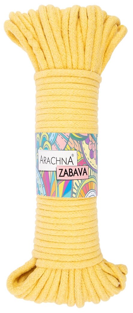 Пряжа (шнур) 3 шт. х 330 г ARACHNA "ZABAVA" 51% хлопок, 49% полиэстер 25 м №705 желтый
