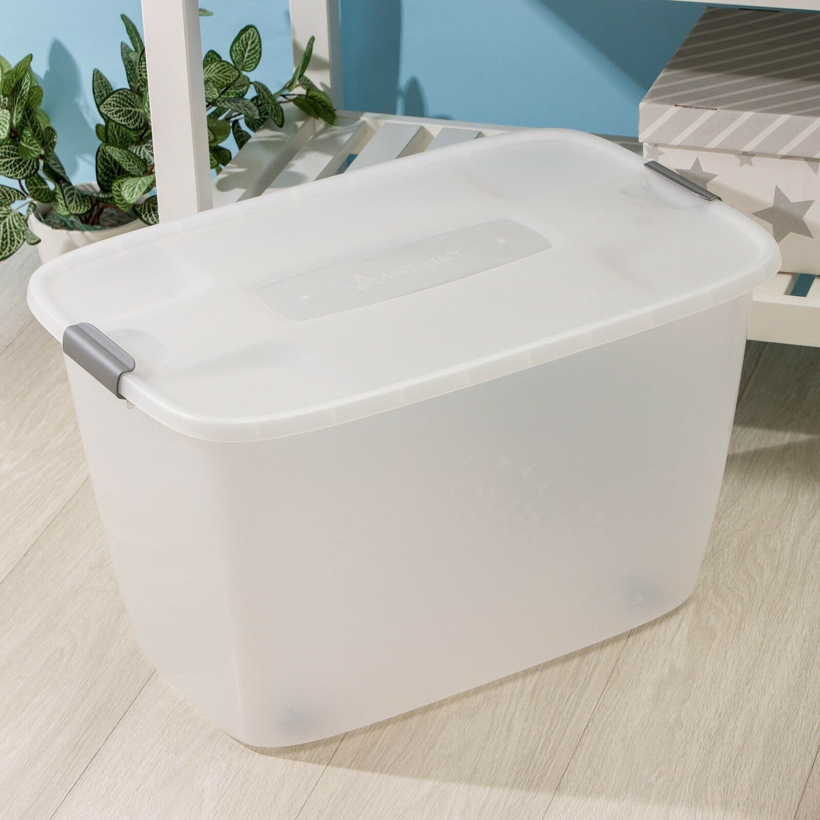 Контейнер для хранения с крышкой, 56 л, 60×40×36 см, на колёсиках, прямоугольный, микс