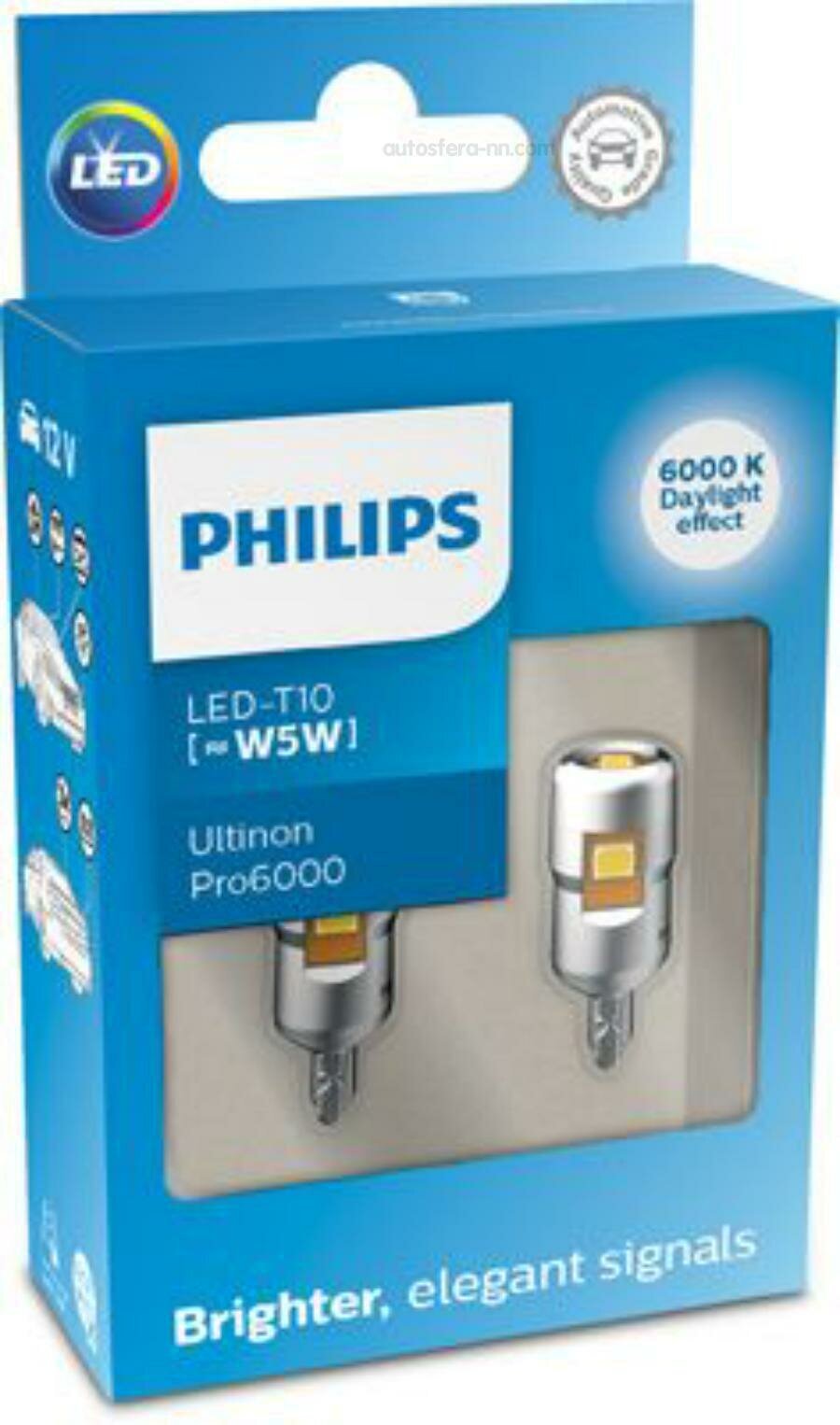 PHILIPS 11961CU60X2 автолампа W5W LED WHITE 11961 CU6012V X2