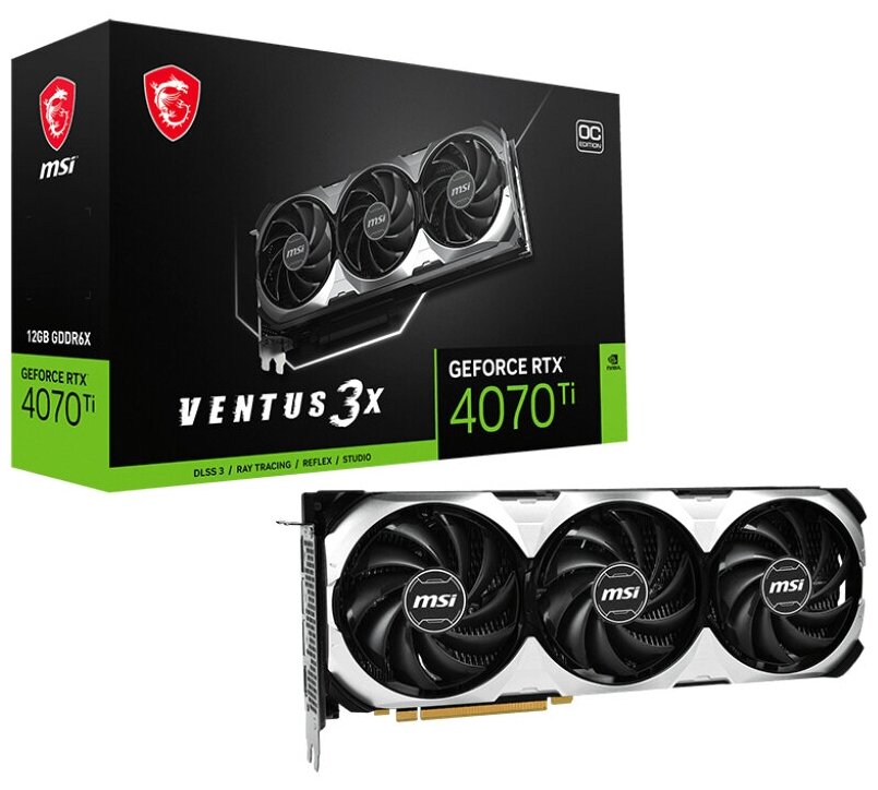 Видеокарта MSI GeForce RTX 4070 Ti Ventus 3X E1 12G OC, официальная гарантия