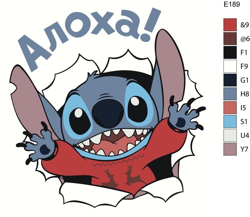 Детская картина по номерам E189 "Стич" 30х30