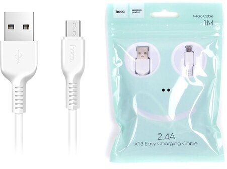 Data кабель USB HOCO X13 micro usb, 1 метр, белый