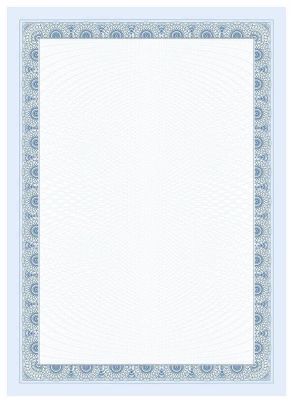 Сертификат-бумага с рамкой А4 синяя кружева, 250 г/кв. м, 20 шт/уп КЖ-1794/8 1525482