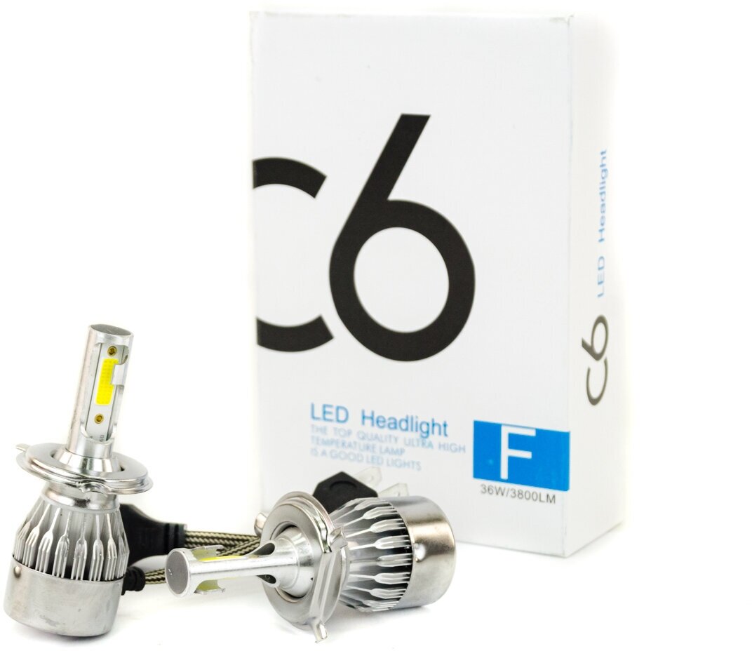 Светодиодные лампы C6 с цоколем H4 36W 3800LM для ВАЗ 2101-2107, 2108-21099, 2113-2115, Нива Легенд, Гранта, Ларгус