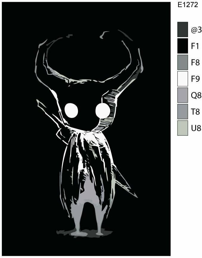 Детская картина по номерам E1272 "Игра(Hollow Knight). Рыцарь" 20x30