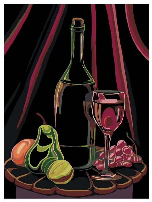 Вино и фрукты Раскраска по номерам на холсте Живопись по номерам