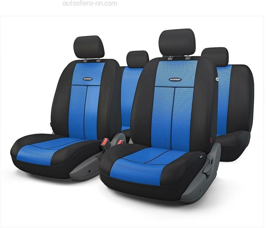 AUTOPROFI TT902MBKBL Чехлы на сиденья универсальные "ТТ" полиэстер/трикотажн. сетка (черн./синий) (к-т 9пр) M