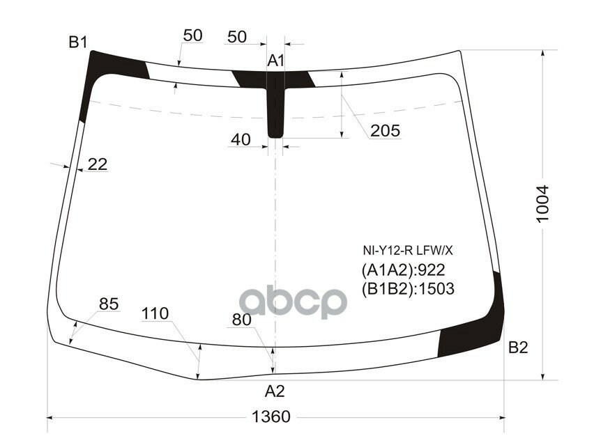 Стекло лобовое Nissan AD 06-16 / Wingroad 05-18 XYG арт. NI-Y12-R LFW/X